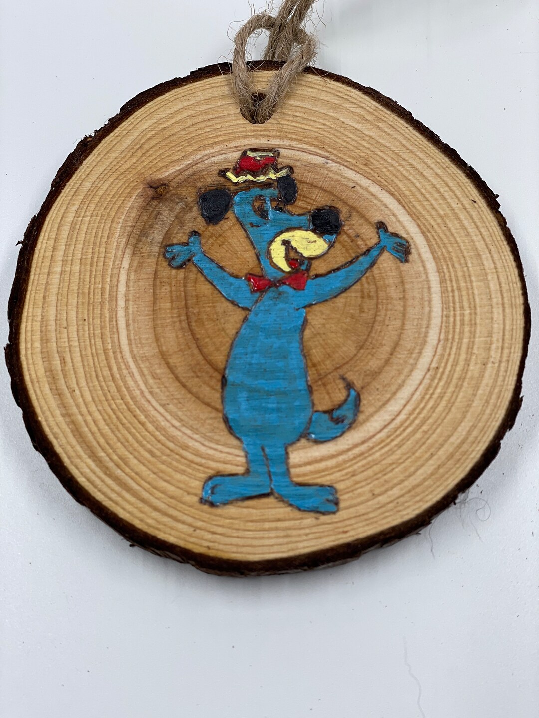 Handmade Huckleberry Hound Wood Ornament: Hand-painted Cartoon Decor - Etsy