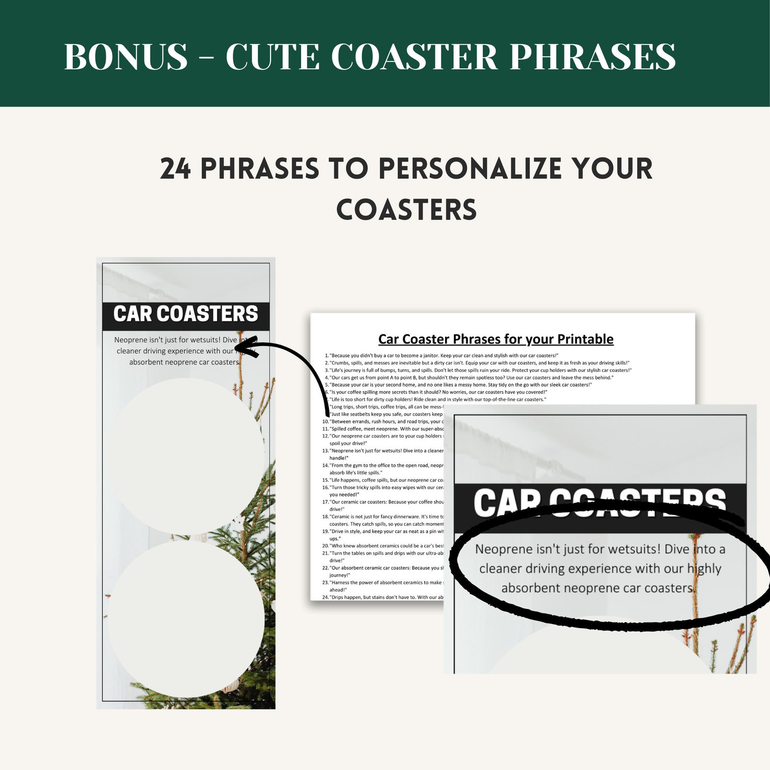 Holiday Car Coaster Packaging Templates, Editable Coaster Printable ...