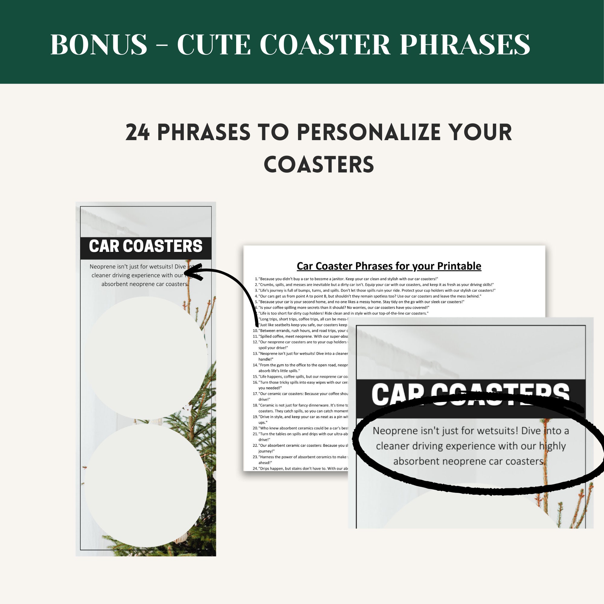 Holiday Car Coaster Packaging Templates, Editable Coaster Printable ...