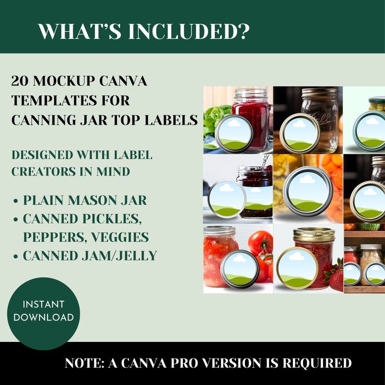 Canning Jar Label Templates, Mason Jar Top Label Mockup, Sell Your ...