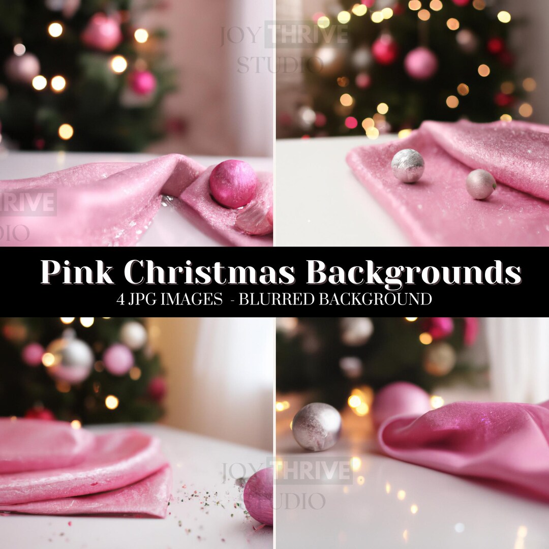 Pink Christmas Digital Backdrop, Festive Stock Photo, Holiday Christmas ...