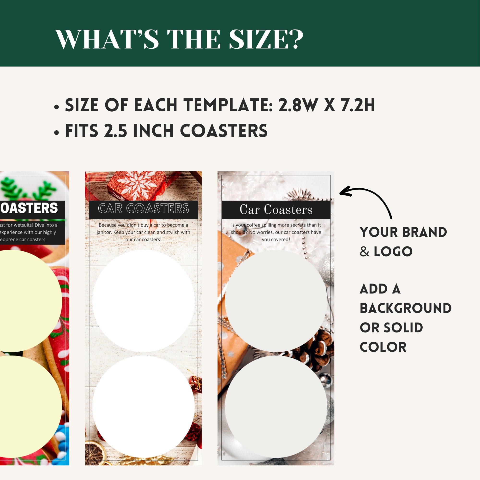 Holiday Car Coaster Packaging Templates, Editable Coaster Printable ...