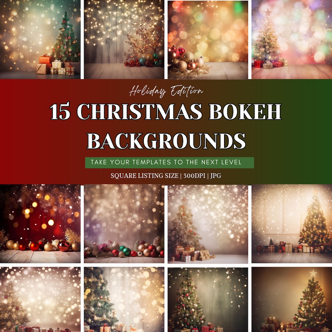 Christmas Digital Backdrop, Product Backdrop Bokeh Holiday Background ...