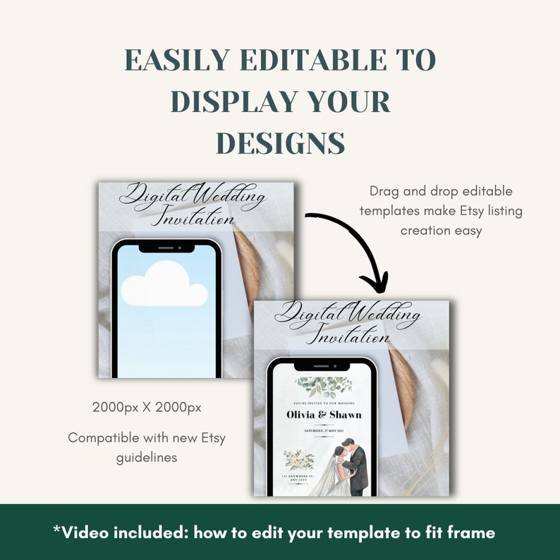Digital Invitation Mockup | iPhone Device Mock up | Wedding Invitation ...
