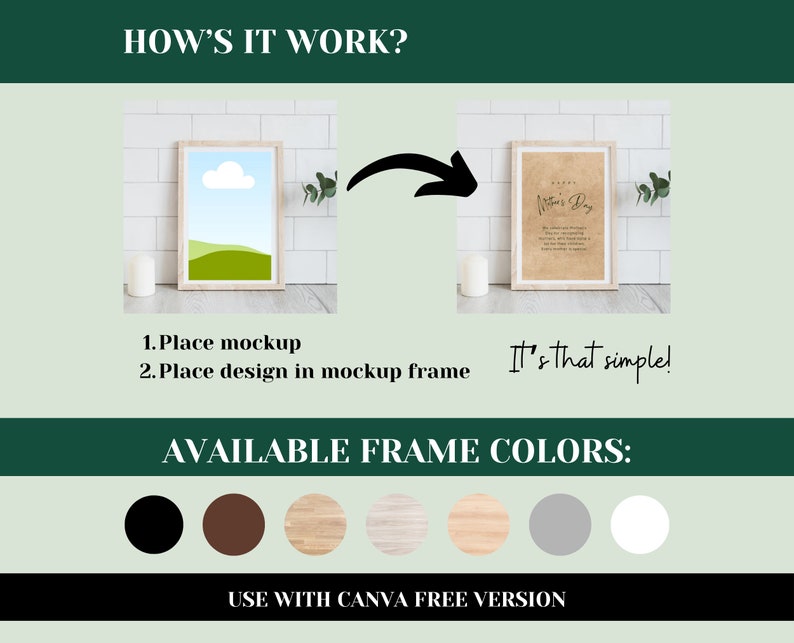 Canva Wall Art Mockup Bundle, Frame Mock up Kit, Digital Artwork ...