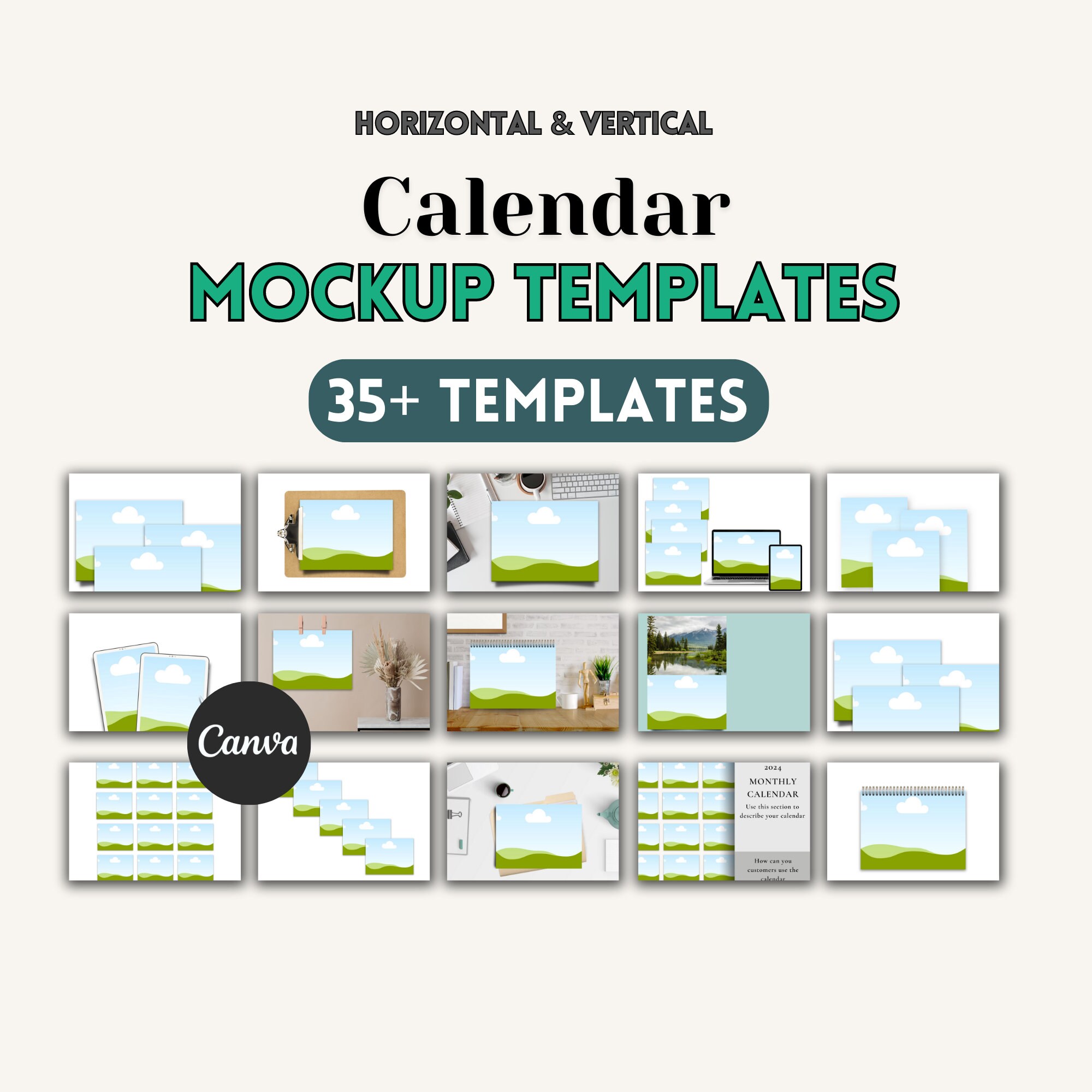Calendar Mockup, Canva Templates, Etsy Listing, Canva Calendar Mockups ...