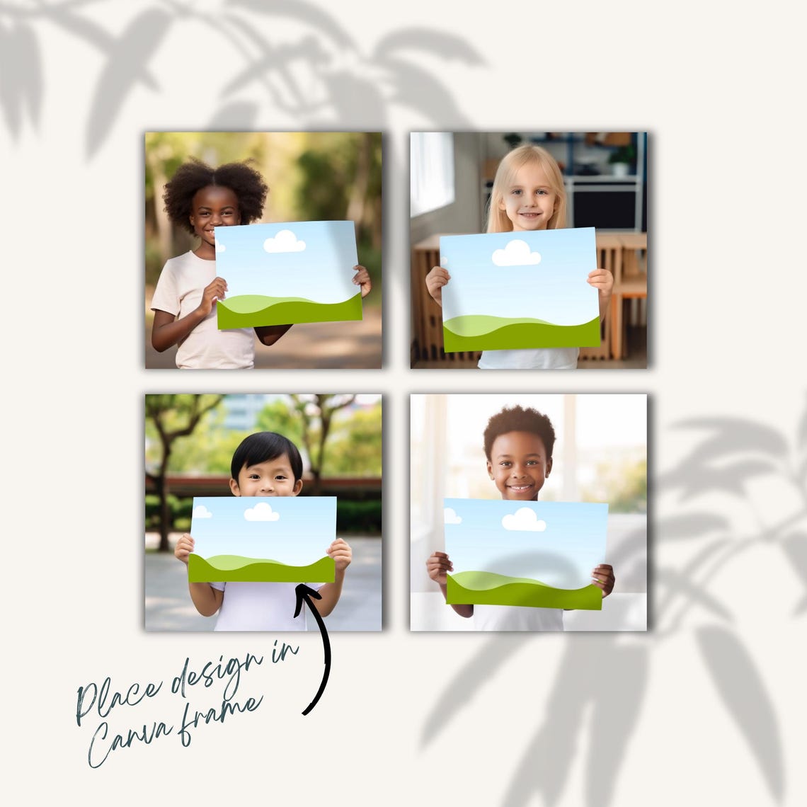 Kids Holding Paper Sign Mockup, Back to School Sign Mockup, Landscape ...
