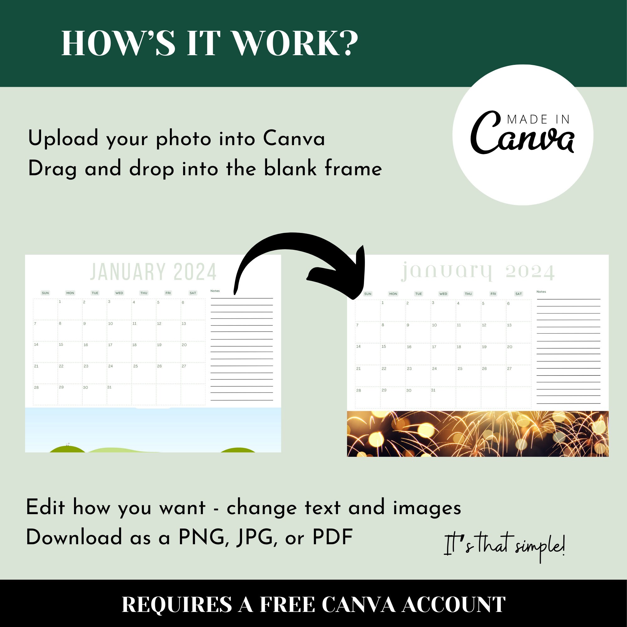 2024 Monthly Planner Landscape Calendar Sunday Start 2024 - Etsy