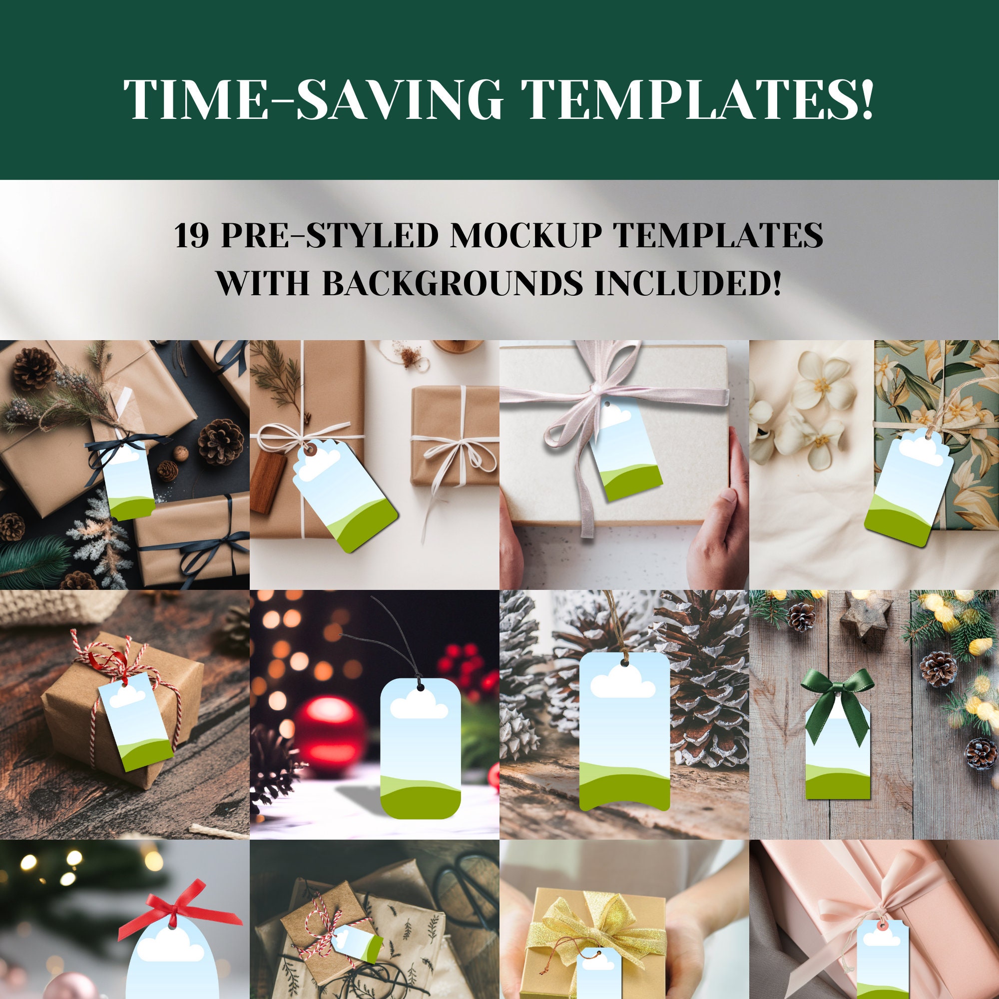 Holiday Gift Tags Mockup Canva, Make Your Own Christmas Mock Ups, Tag ...