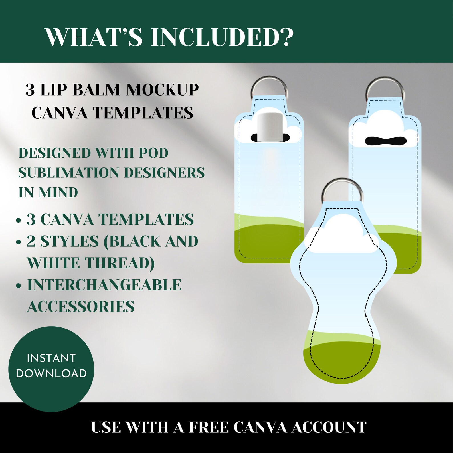 Chapstick Holder Keychain Sublimation Mockup, Neoprene Lip Balm Holder ...