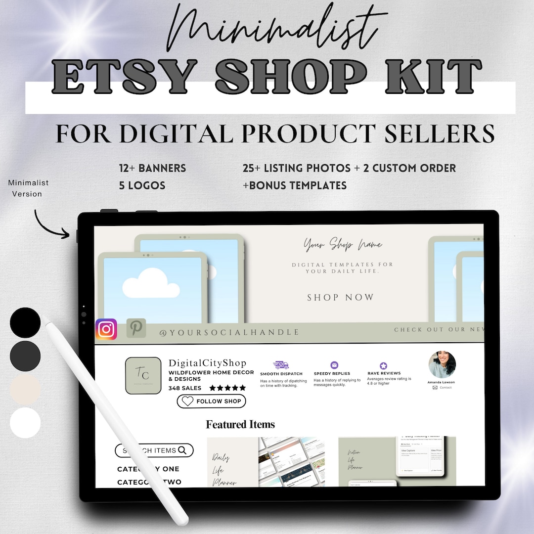 Etsy Digital Shop Kit, Neutral Shop Branding Kit, Etsy Success Bundle ...
