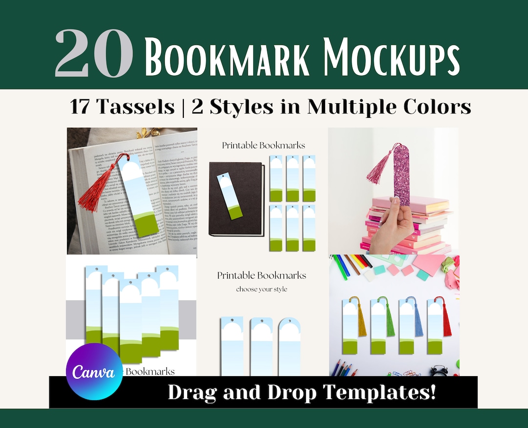 Printable Bookmark Mockup Set With Tassels | Etsy Listing for Bookmark ...