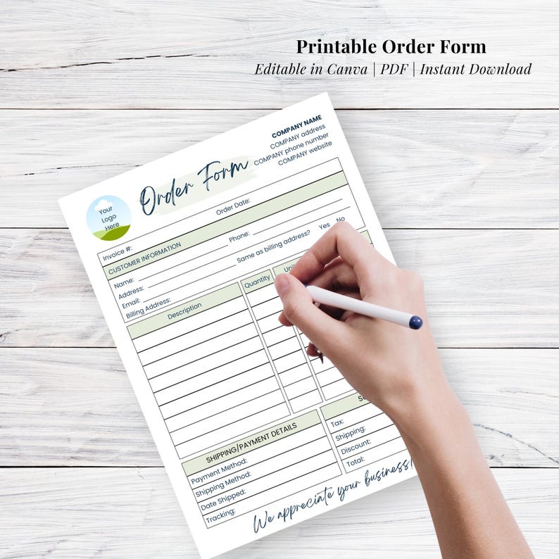 Fillable Order Form Template | Purchase Order Form Invoice Template ...