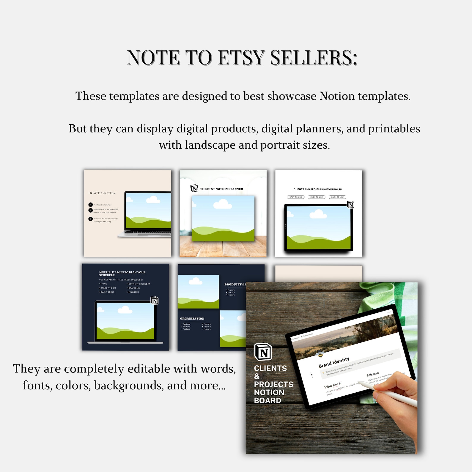 Notion Mockup Bundle Etsy Listing Canva Templates for Notion Sellers ...
