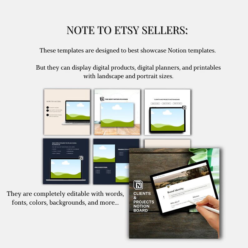 Notion Mockup Bundle Etsy Listing Canva Templates for Notion Sellers ...