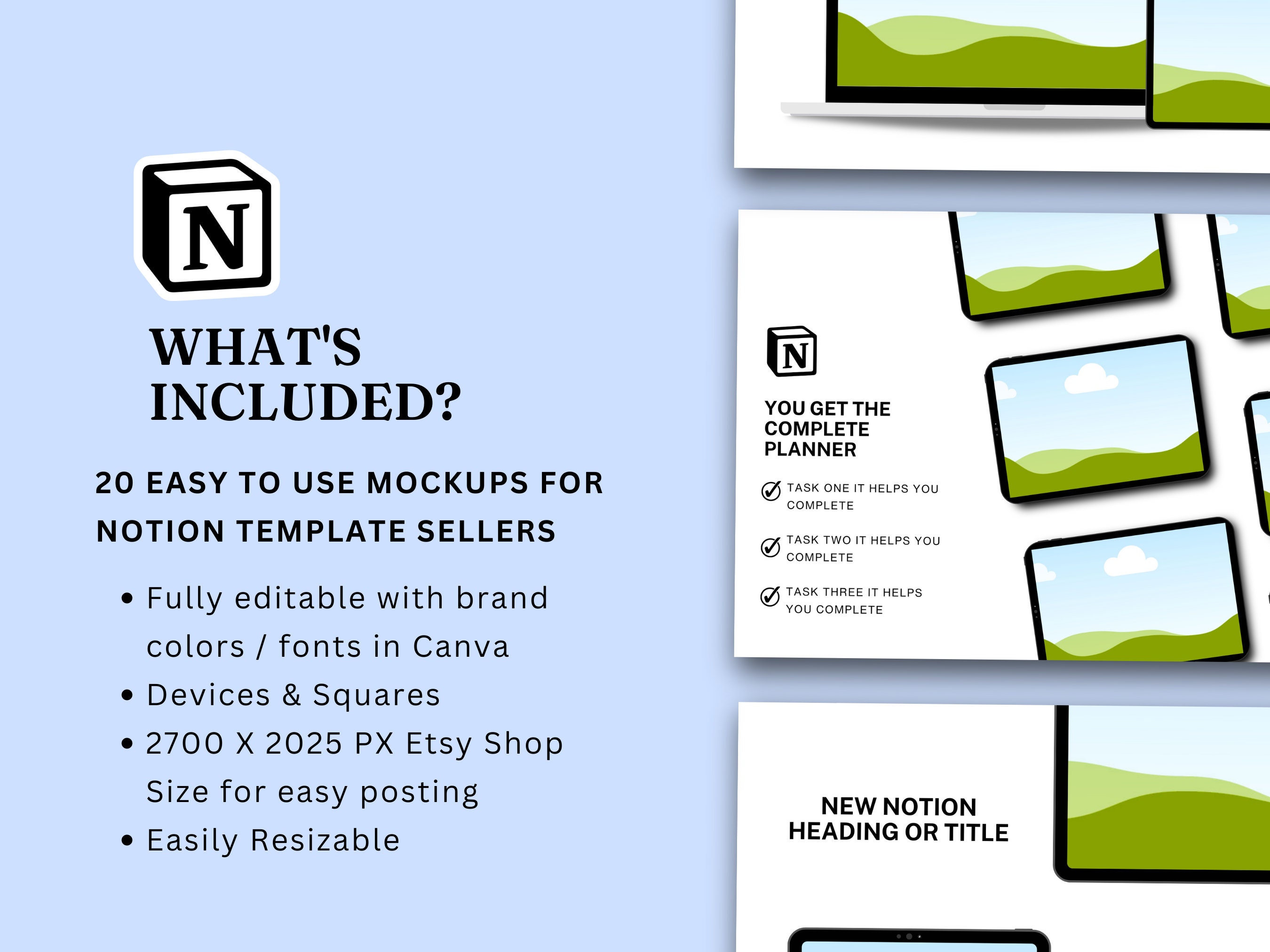 Notion Mockup Bundle Etsy Listing Templates Notion Canva Listing ...