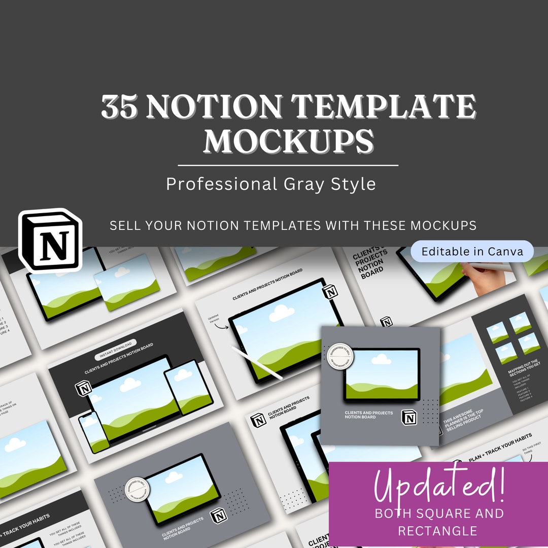 Notion Template Canva Etsy Listing Mockup Bundle, Digital Product ...