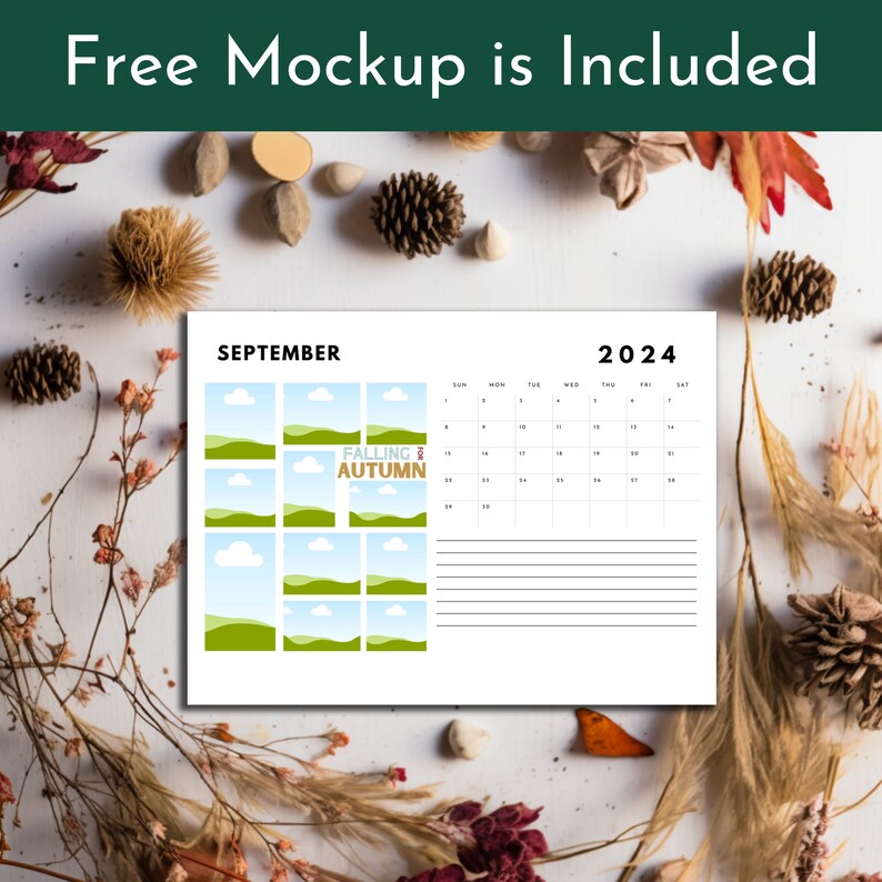 2024 Calendar Editable Canva Templates, Landscape, Canva Frames, PLR ...