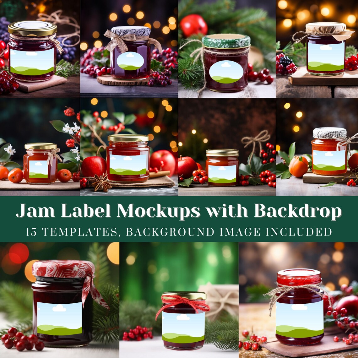 Jar Label Mockup Jam Stickers Mock up Jar Labels Customizable Holiday ...