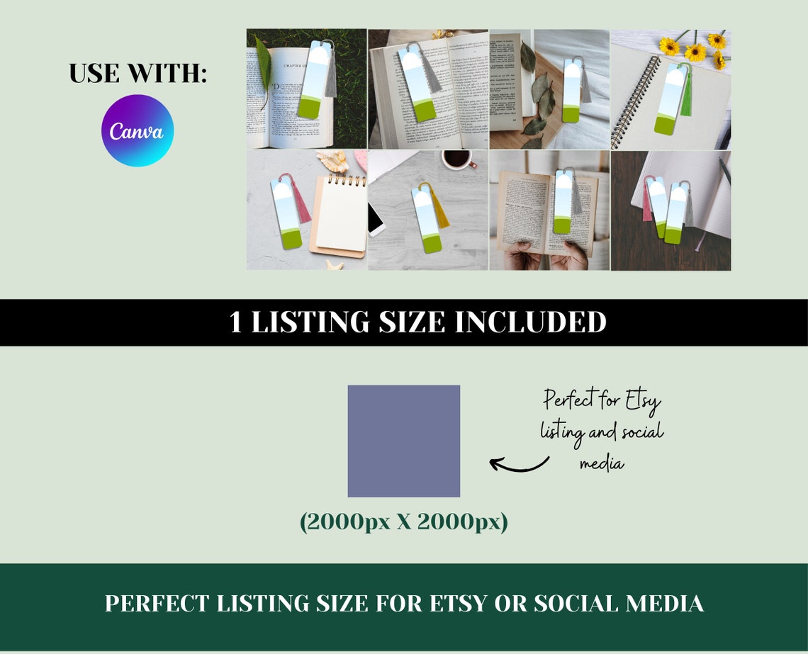 Printable Bookmark Mockup Set With Tassels Etsy Listing for Bookmark ...