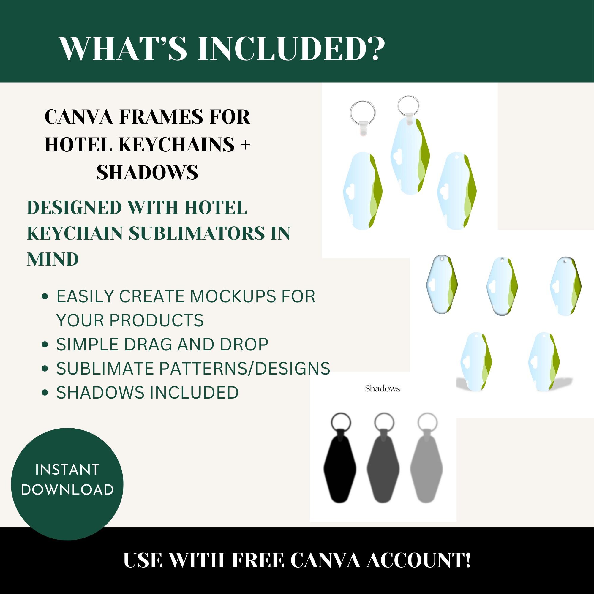 Hotel Keychain Canva Frames Mockup Set With Shadows | Etsy Listing for ...