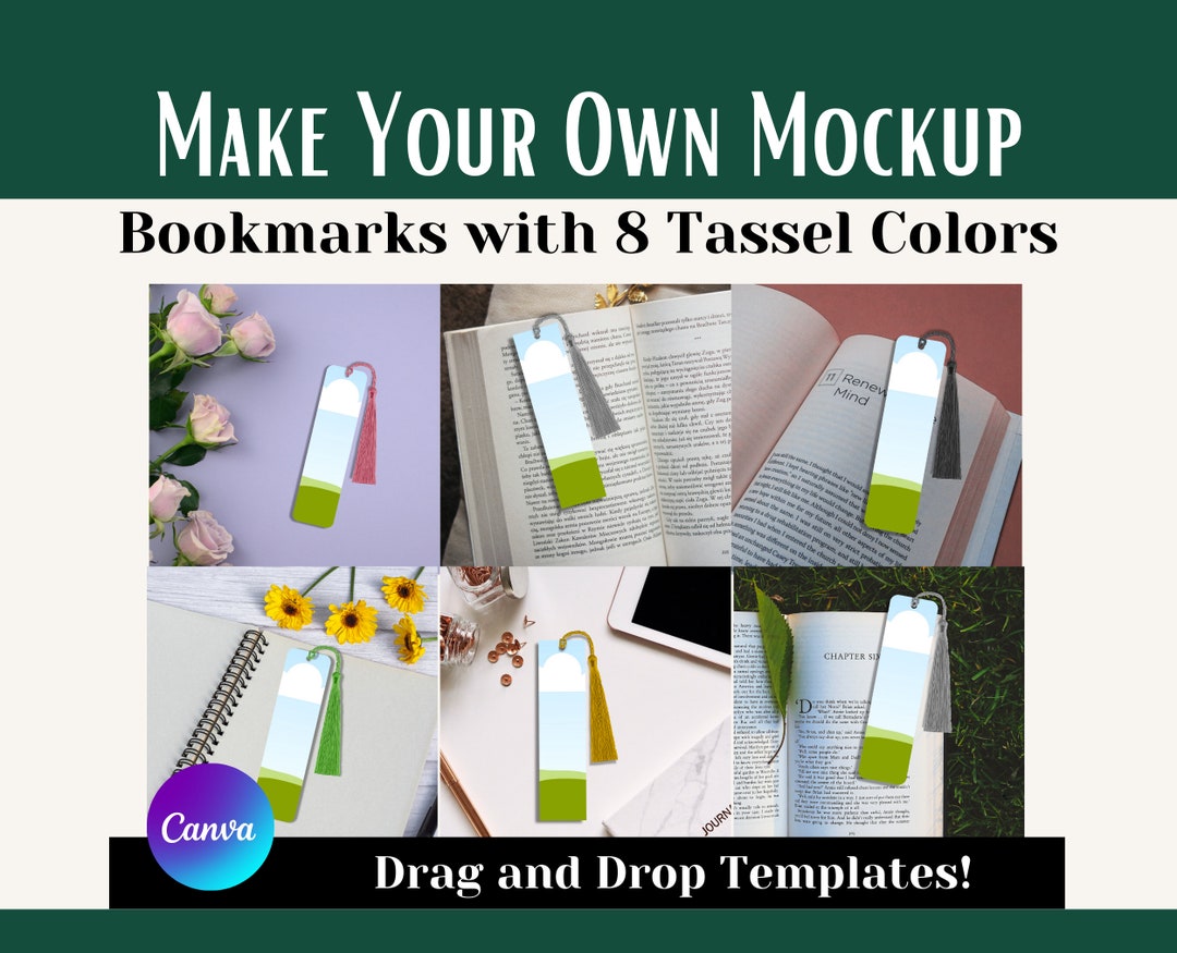 Printable Bookmark Mockup Set With Tassels | Etsy Listing for Bookmark ...