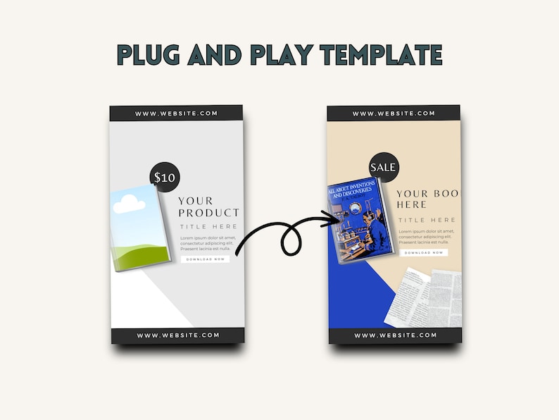 Ebook Pinterest Templates Canva Mockups for Author, Book Template ...