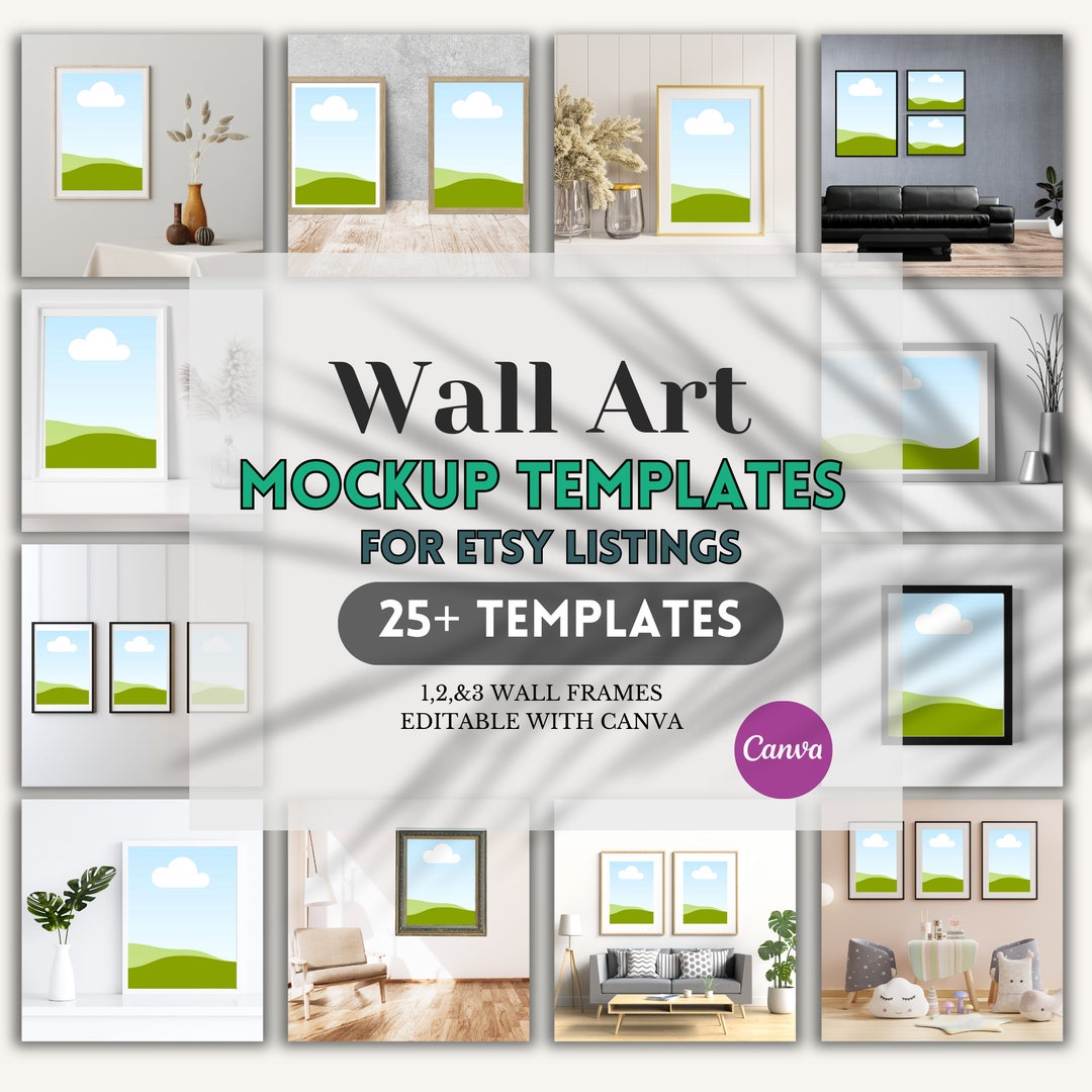 Canva Wall Art Mockup Bundle, Frame Mock up Kit, Digital Artwork ...