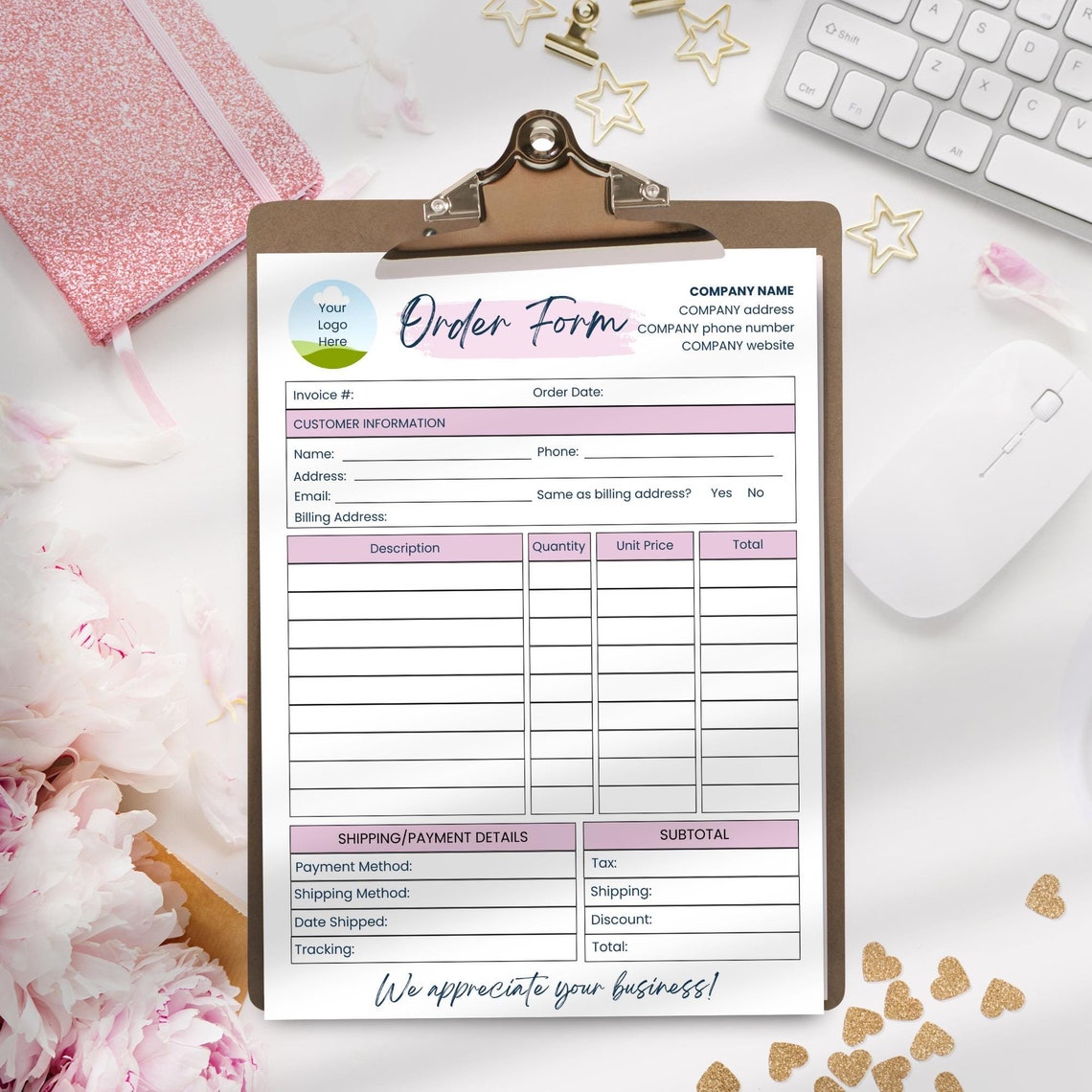 Fillable Order Form Template | Purchase Order Form Invoice Template ...