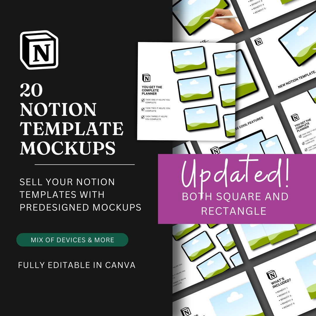 Notion Mockup Bundle Etsy Listing Templates Notion Canva Listing ...