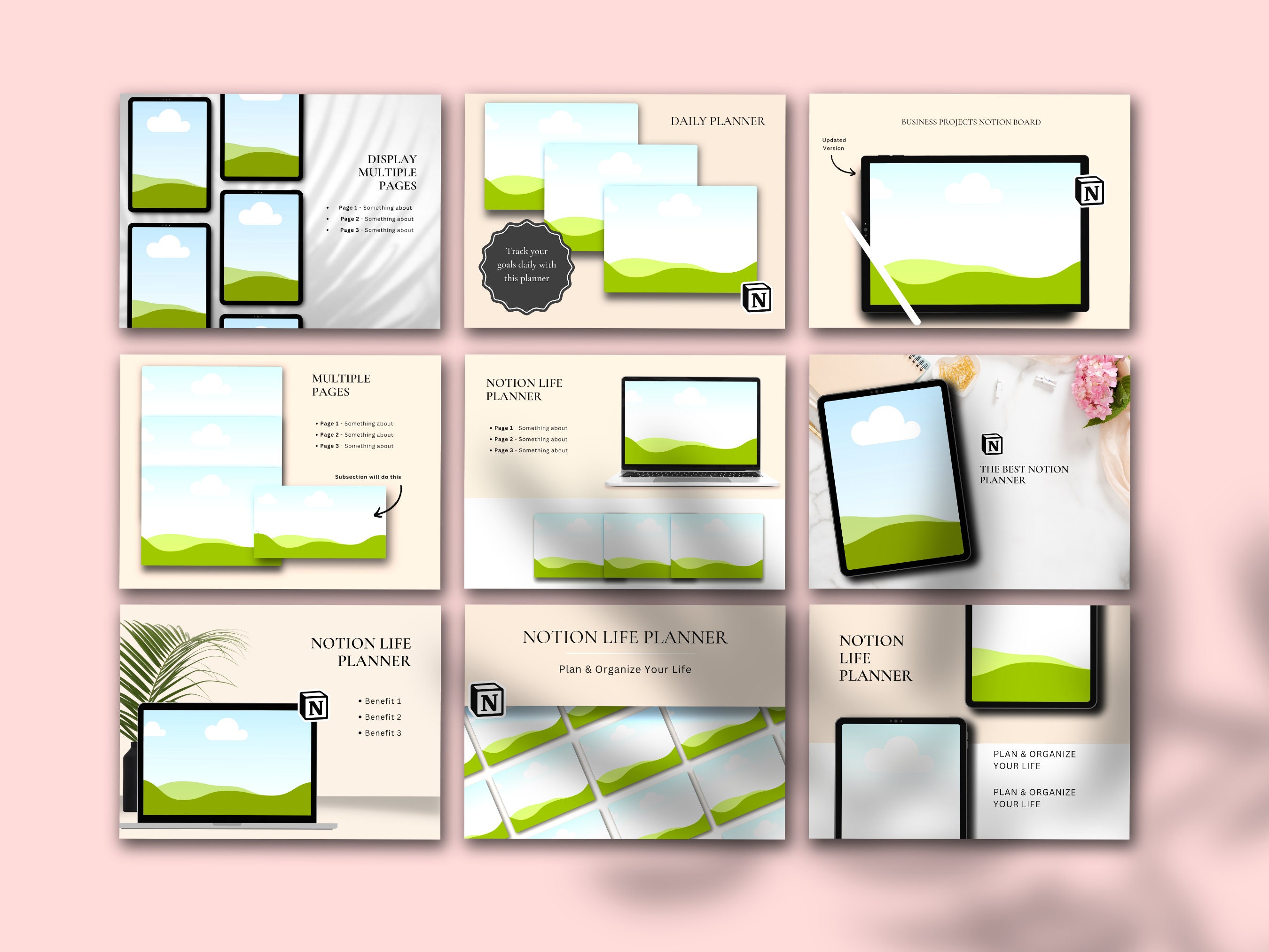 Notion Template Canva Mockup Bundle for Etsy Digital Product Mock Up ...
