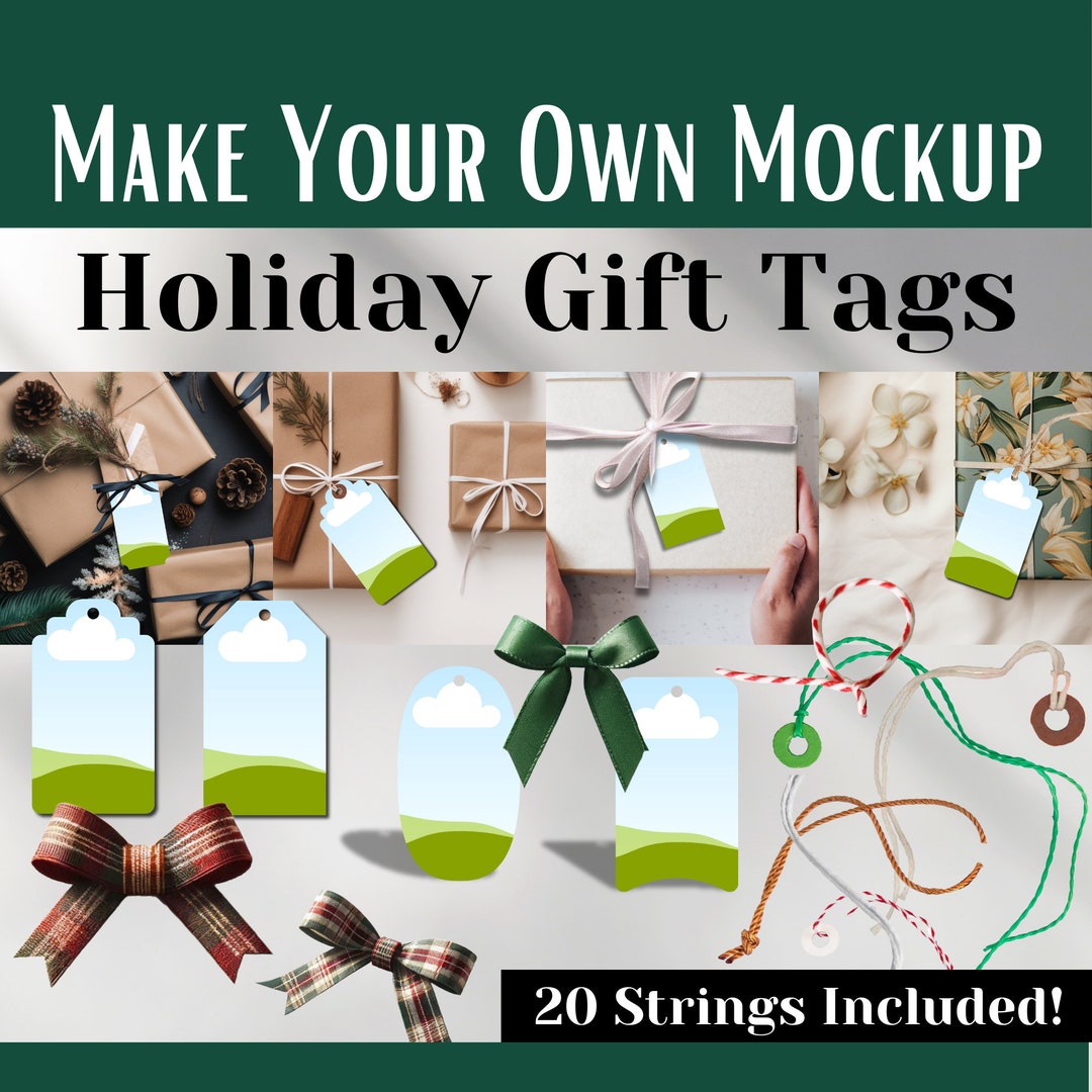 Holiday Gift Tags Mockup Canva, Make Your Own Christmas Mock Ups, Tag ...