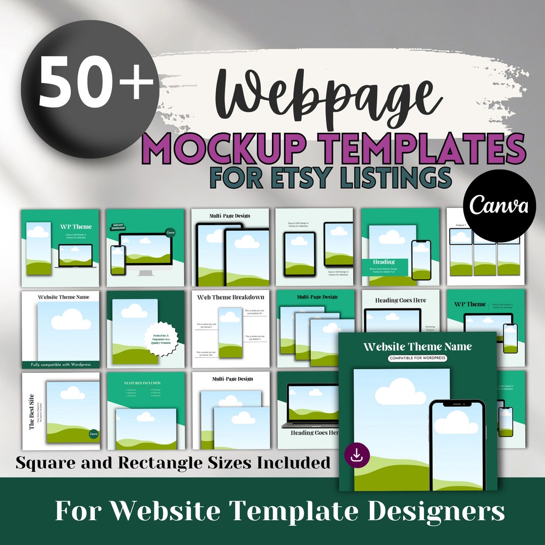 Website Mockup Template for Theme Seller Digital Etsy Listing for Web ...