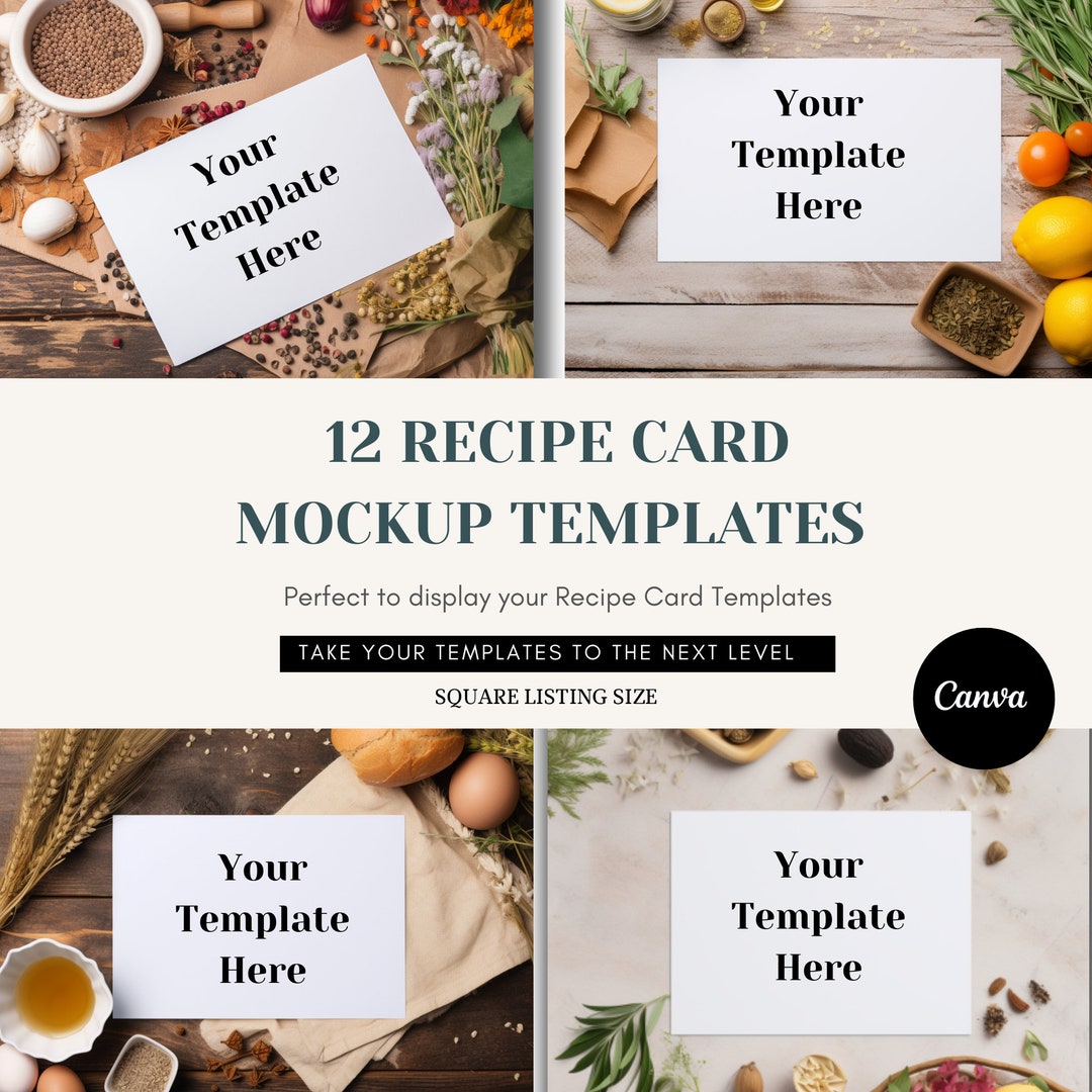 Recipe Card Mockups, 7x5 Card Mockup, 4x6 Recipe Card Template, 4x6 ...