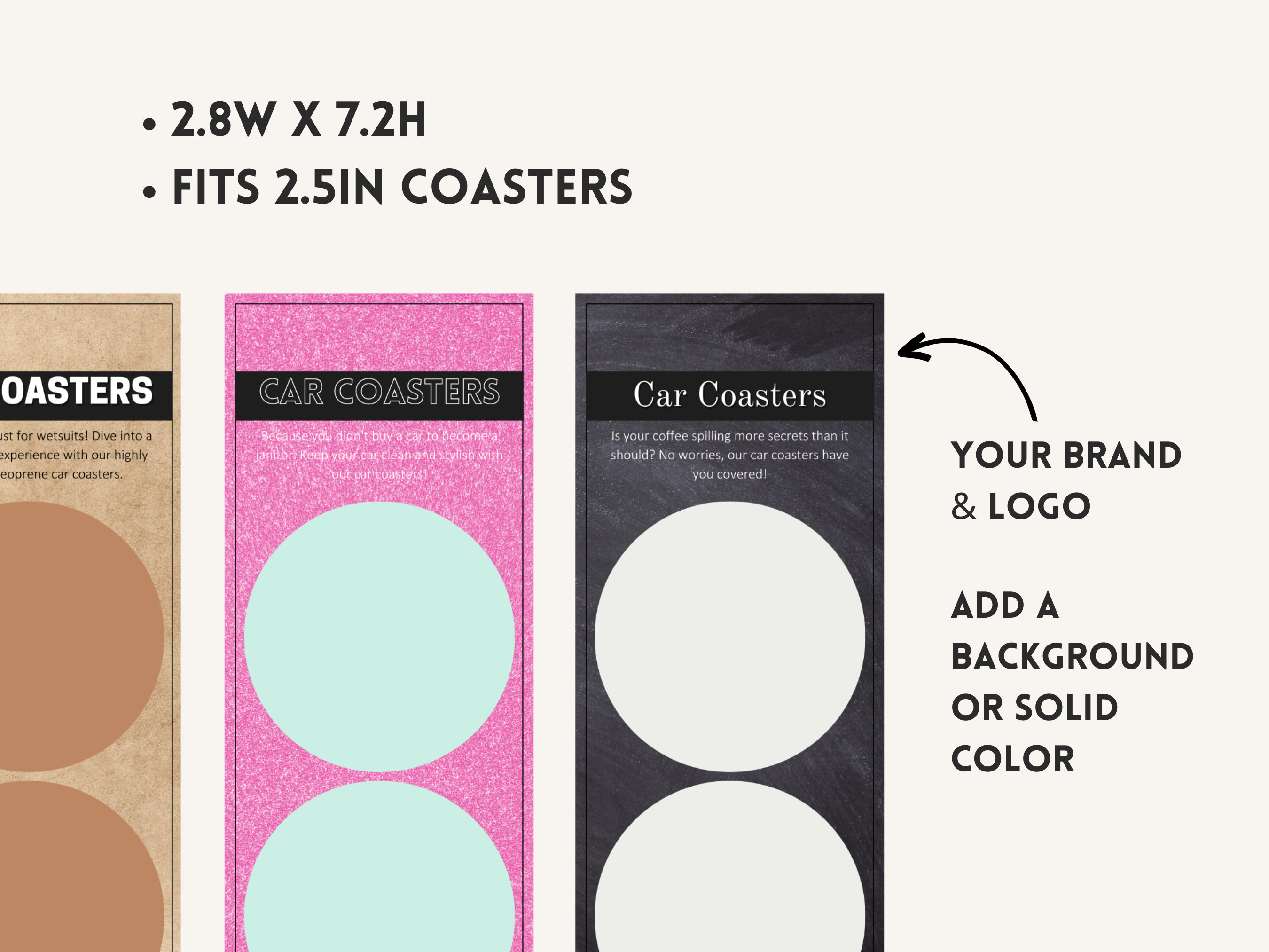 Car Coaster Packaging, Canva Coaster Printable Packaging, Car Coaster ...