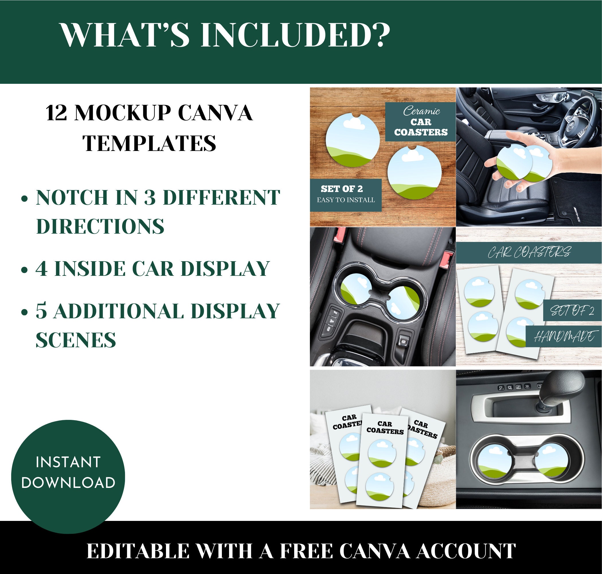 Car Coaster Mockup, Canva Coaster Mock Up, SVG, Coaster Sublimation ...