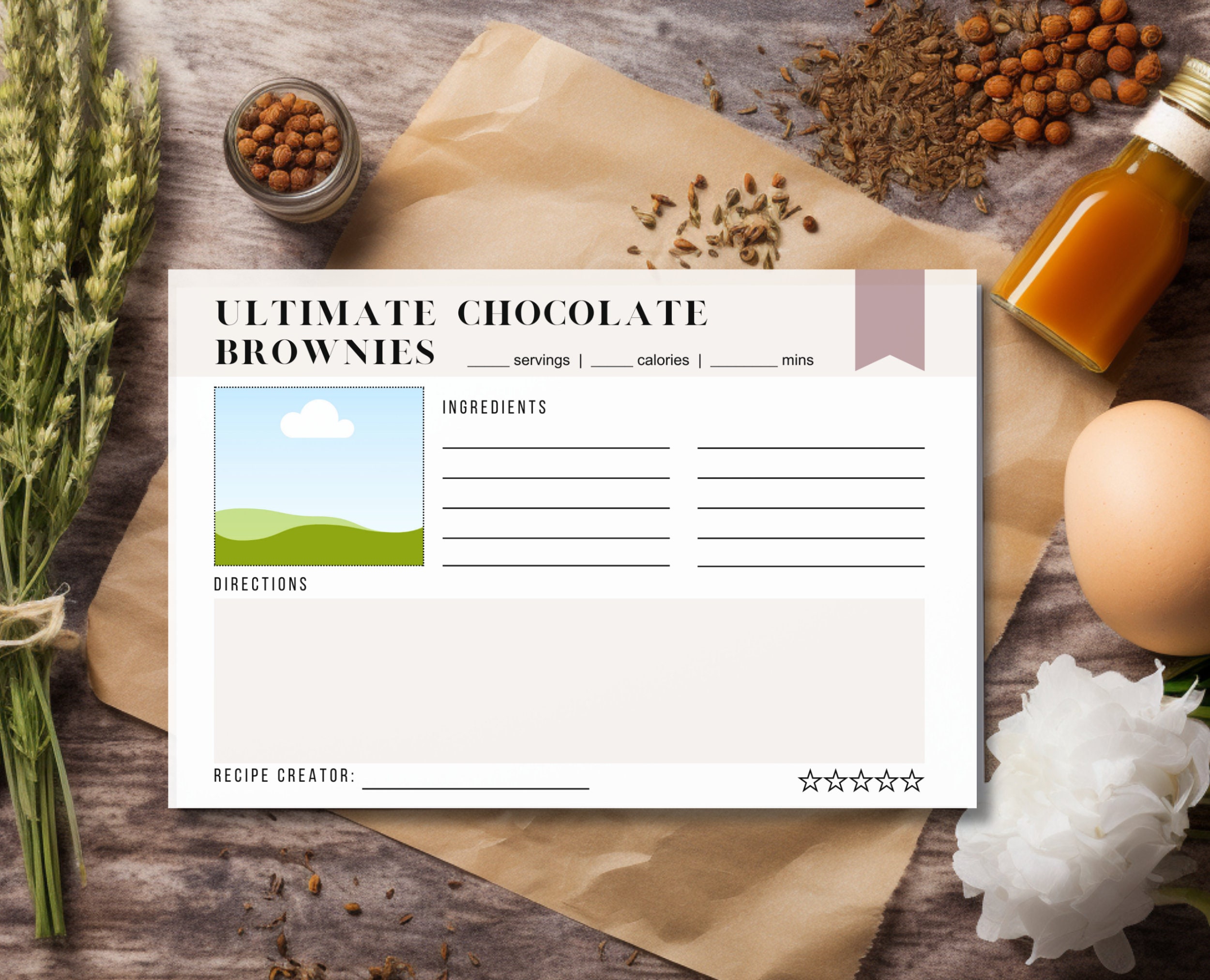 Editable Recipe Card Canva Template | Recipe Cards Insert Printable ...