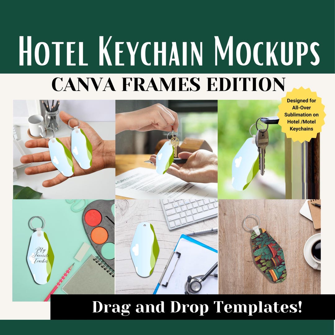 Hotel Keychain Canva Frames Mockup Set With Shadows | Etsy Listing for ...