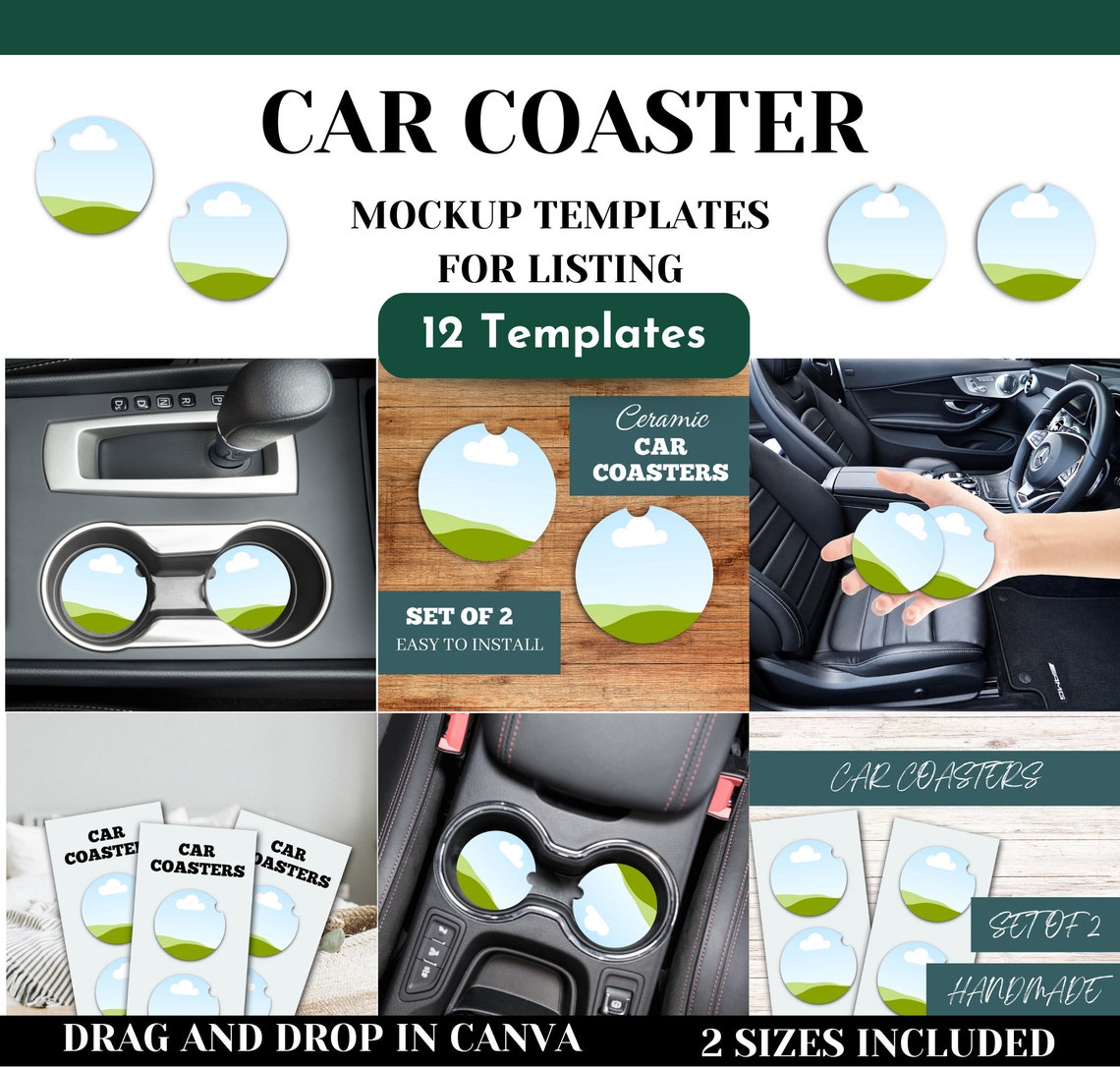 Car Coaster Mockup, Canva Coaster Mock Up, SVG, Coaster Sublimation ...