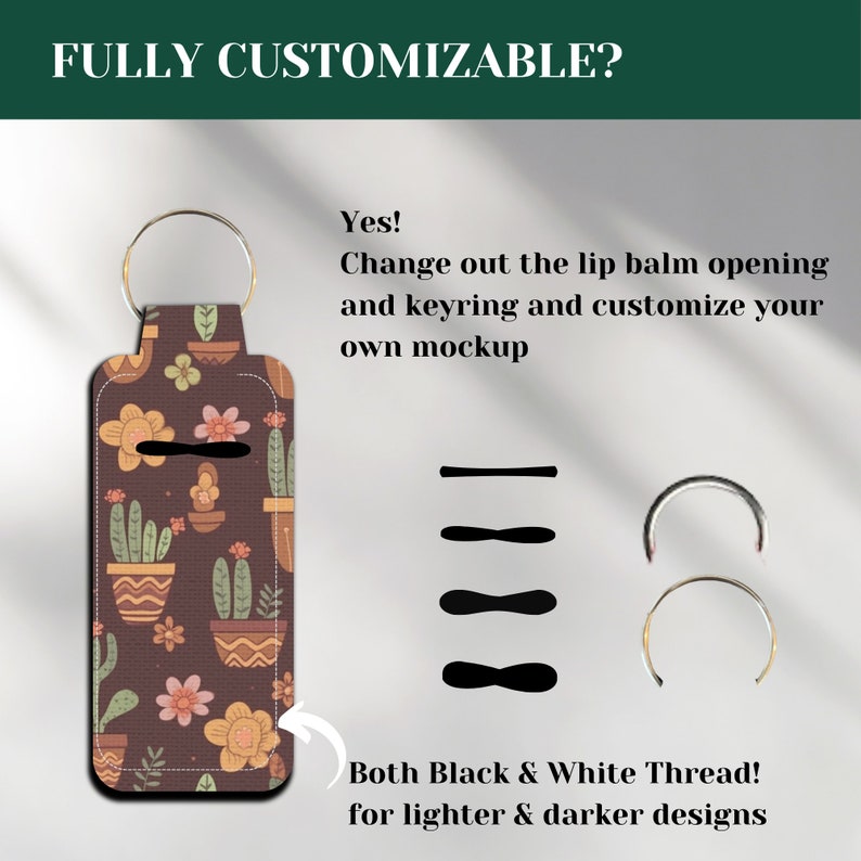 Chapstick Holder Keychain Sublimation Mockup, Neoprene Lip Balm Holder ...