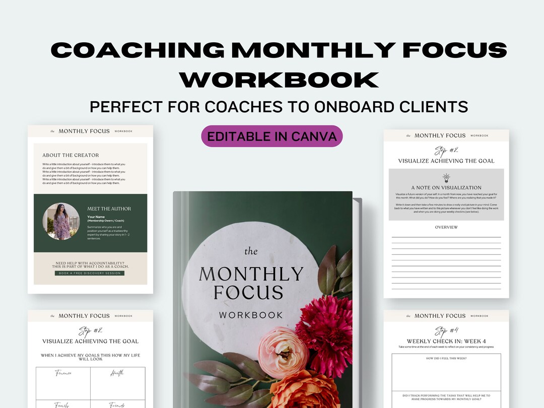 Coaching Workbook Template for Clients Fully Editable Canva Planner ...