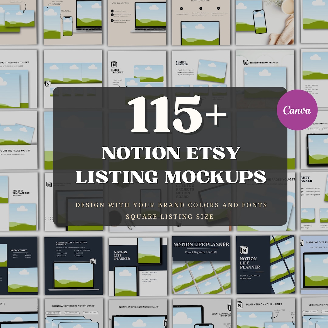 Notion Mockup Bundle Etsy Listing Canva Templates for Notion Sellers ...