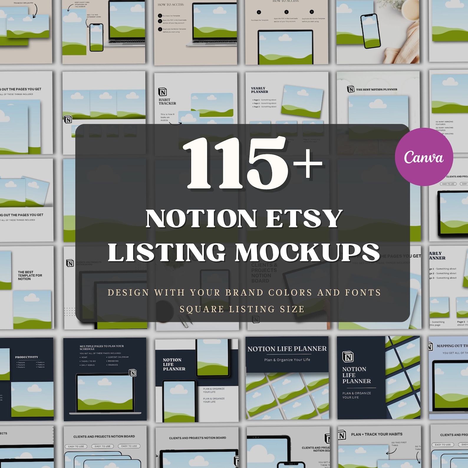 Notion Mockup Bundle Etsy Listing Canva Templates for Notion Sellers ...