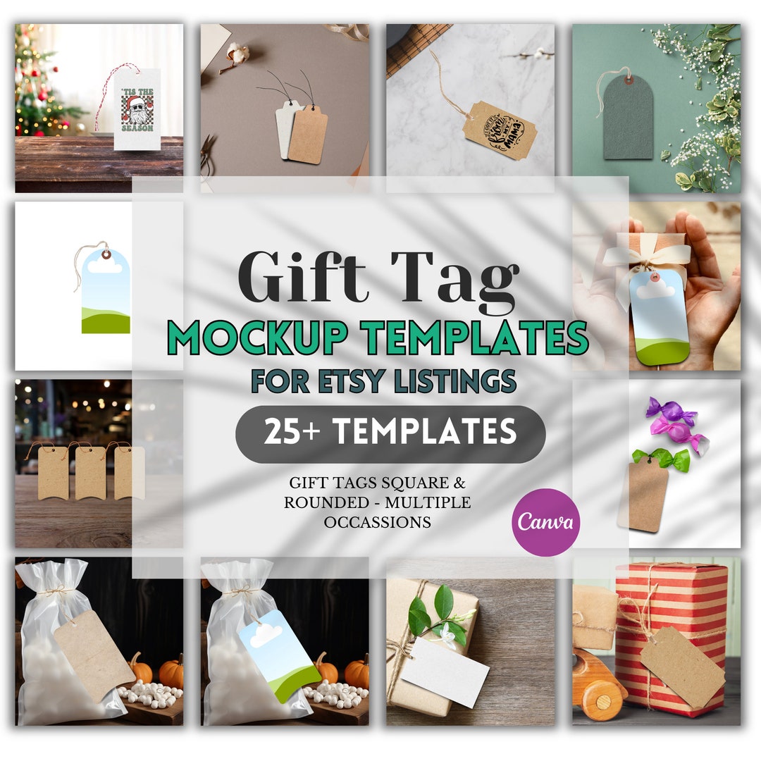 Tag Mockup Bundle, Gift Tag Canva Template Label Mockup, Personal Gift ...
