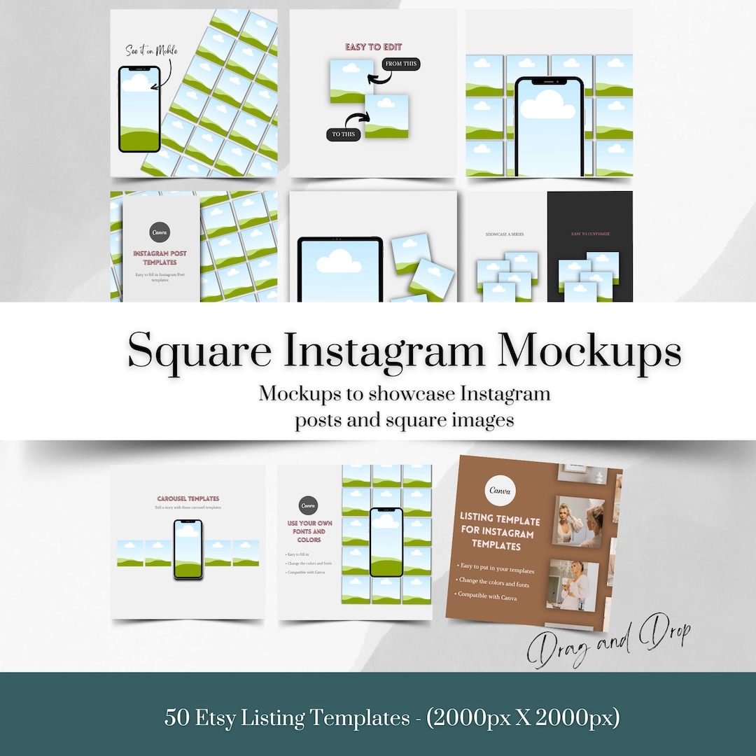 Square Mockups for IG Post Listing Template Instagram Posts - Etsy