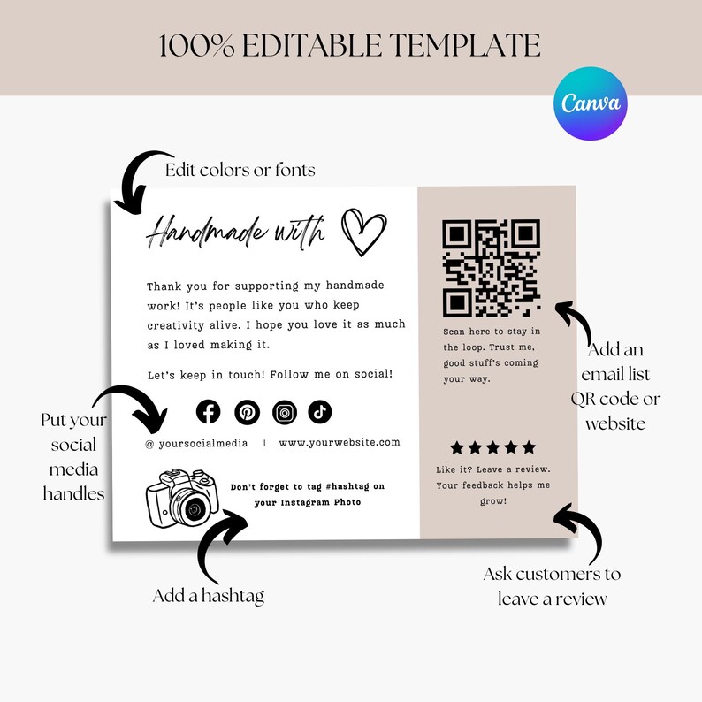 Thank You for Your Purchase Order Card, DIY Thank You Card Template ...