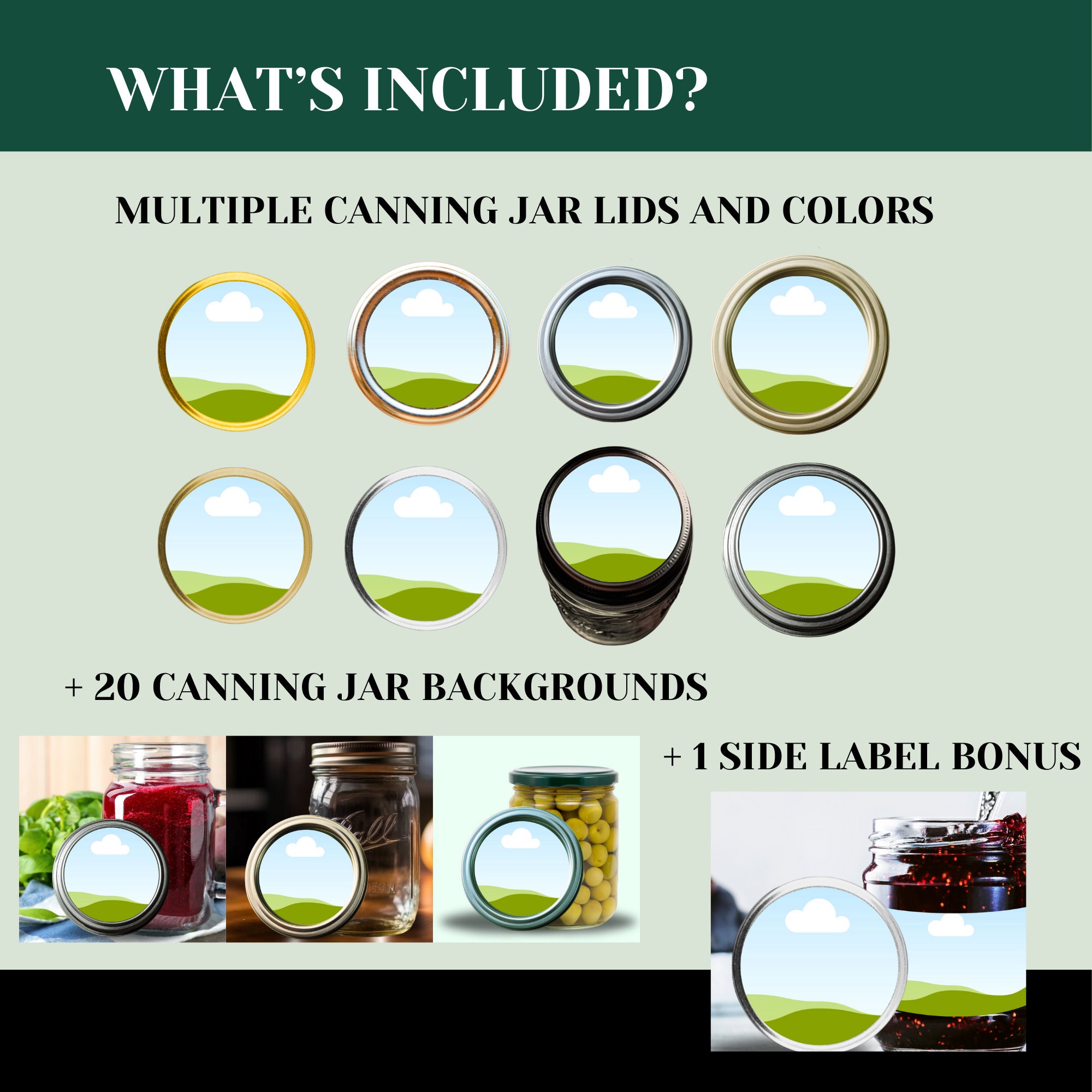 Canning Jar Label Templates, Mason Jar Top Label Mockup, Sell Your ...