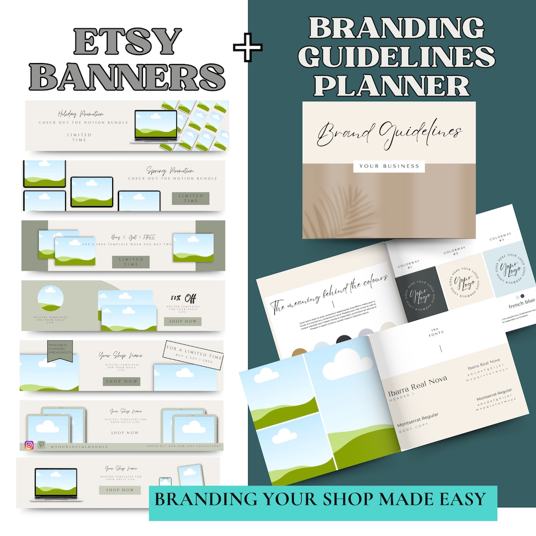 Brand Designing Etsy Shop Branding Bundle, Minimalist Shop Branding Kit for Etsy Shop Sellers ...