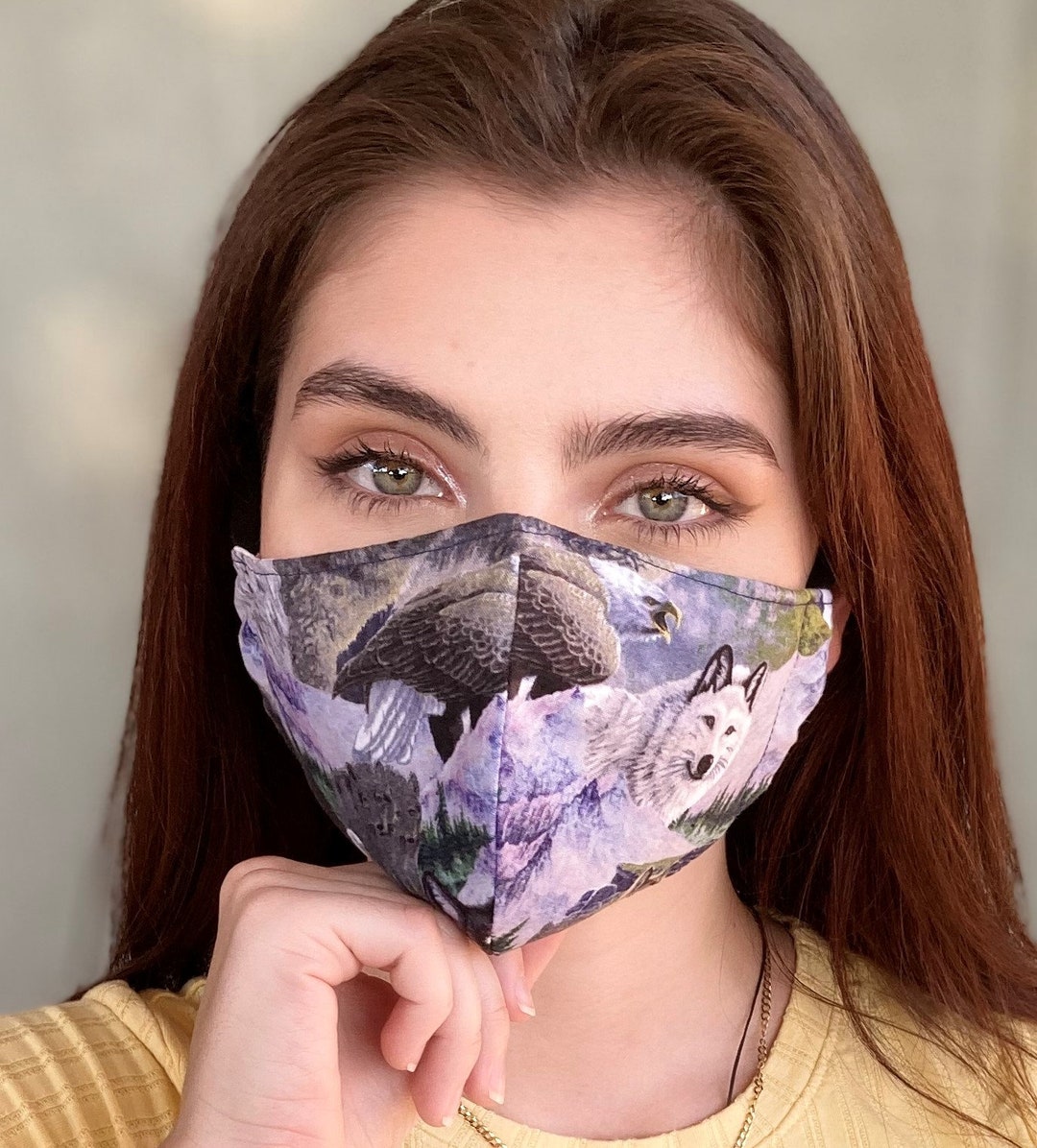 Wolves Handmade Face-mask Adjustable/fitted Filter Options 100% Cotton ...