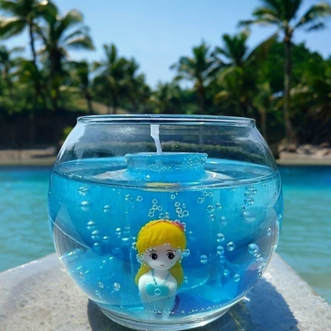 Mermaid's Lagoon Mermaid Candle, Gel Wax Candle, Reusable Candle, Home ...